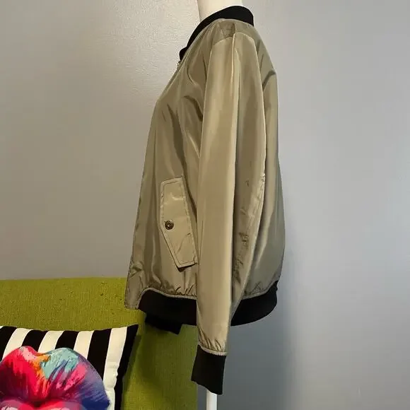 kenzie | Jackets & Coats | Kenzie Green Black Full Zipper Bomber Jacket ...